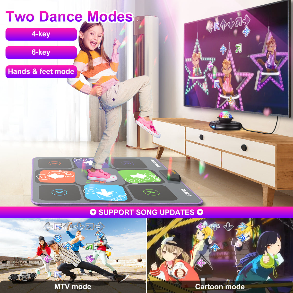 FWFX Kids Dance Mat Toys - Wireless Music Electronic Dance Mats for Ki